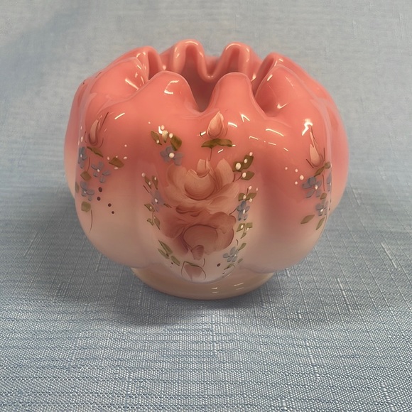 Fenton | Art | Fenton Hand Painted Rosaline Rose Bowl Signed By Artist ...